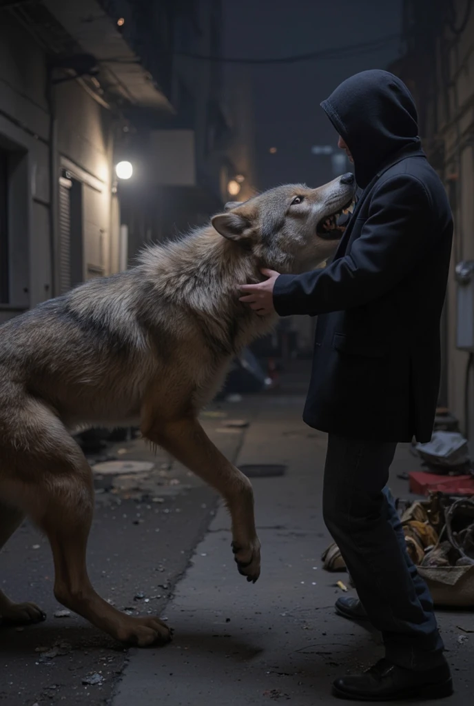 Czechoslovak wolf assaulting a robber - SeaArt AI