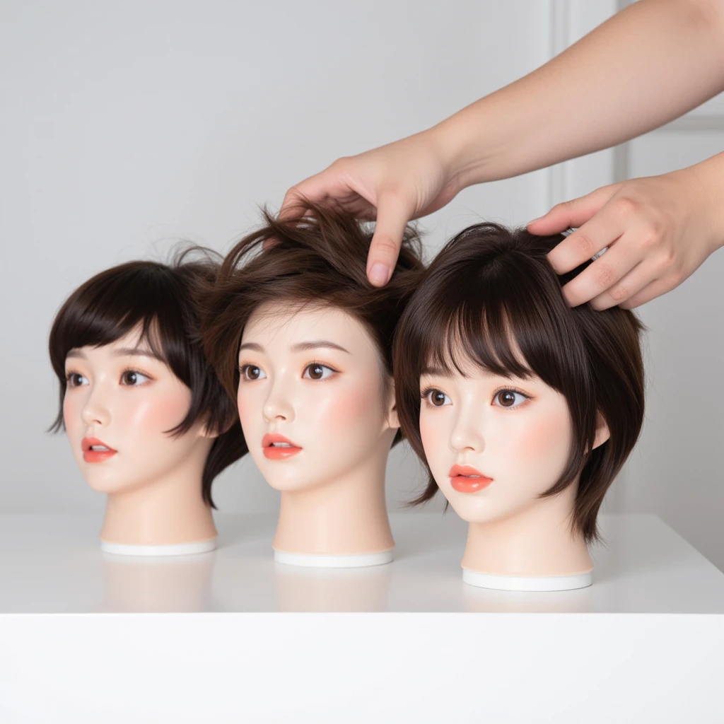 Three beautiful, american, teen girls' diembodied heads are lying on a ...