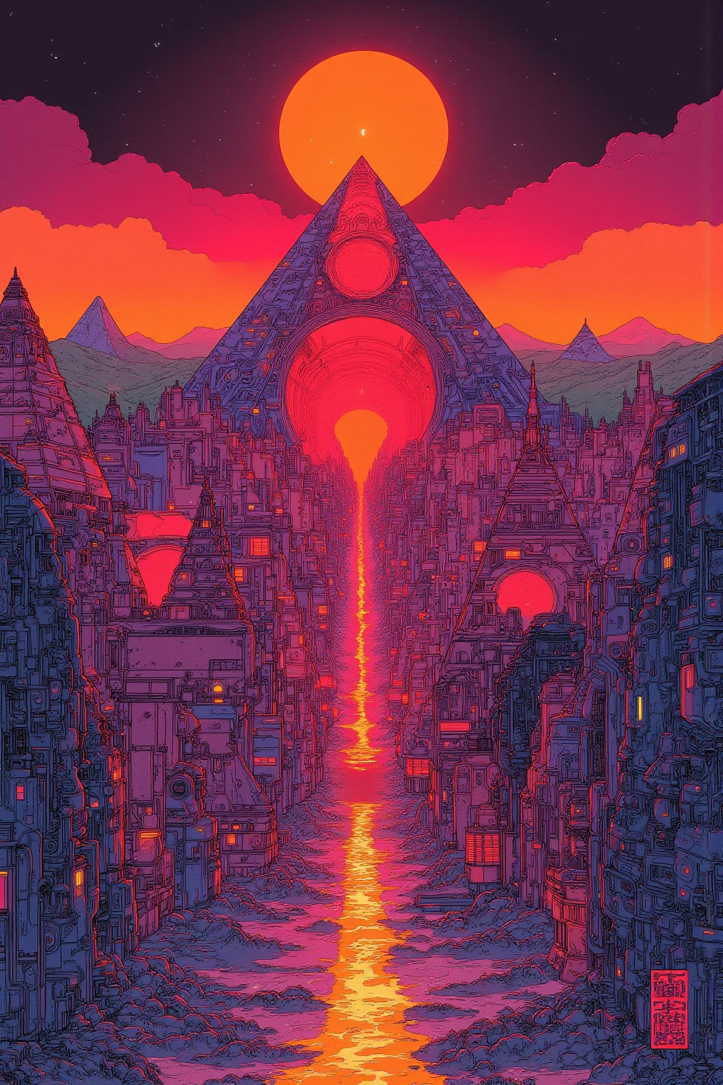 pictures of multiple pyramids with red fire inside, Wayne Barlow Album ...