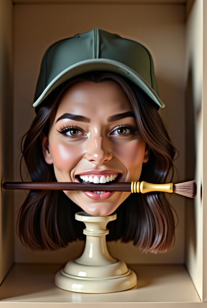 Photo of pretty 25 year old woman's disembodied head mounted on top of ...