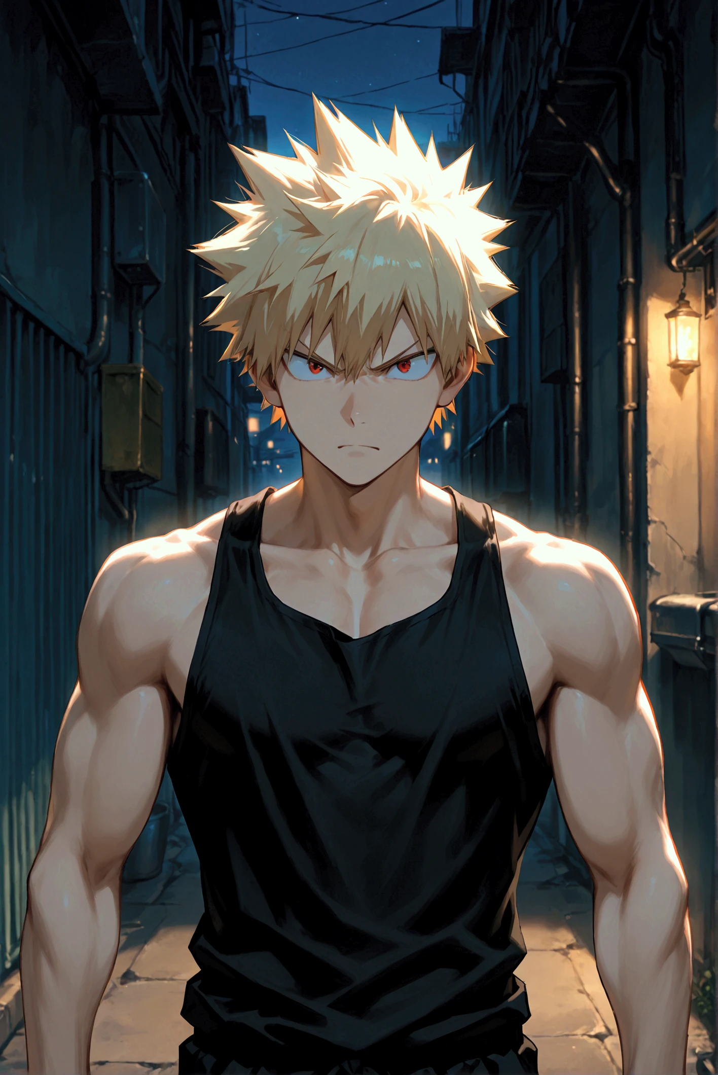 Bakugo katsuki, red eyes, blonde hair, detailed, detailed background ...
