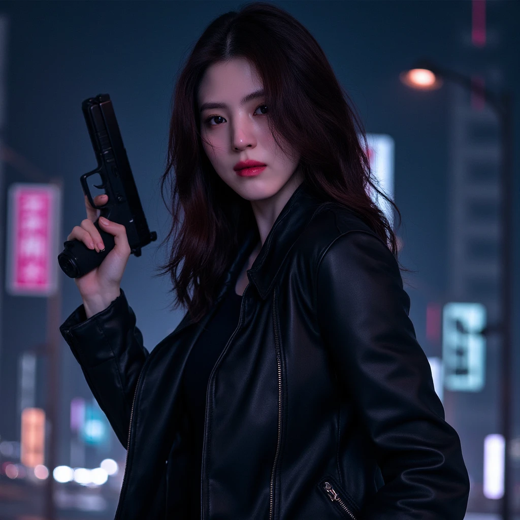 18year solo girl korean, Han Sohee, woman wearing leather jacket and ...