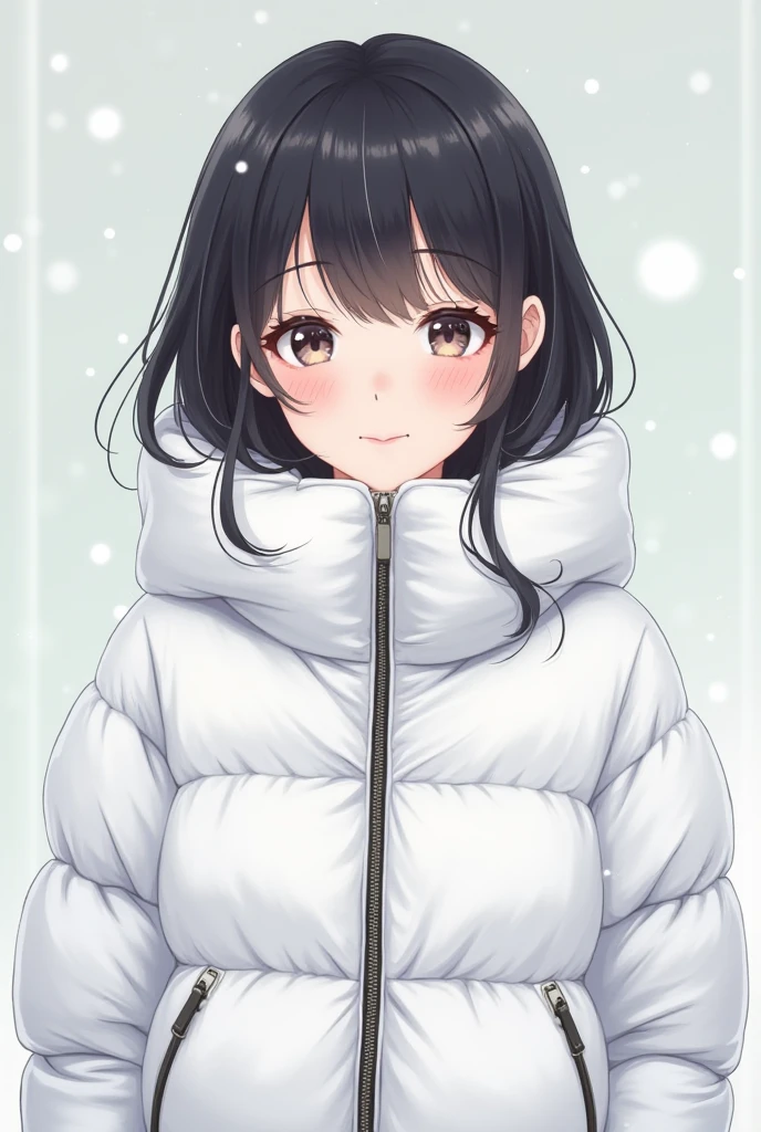 White puffer jacket anime girl - SeaArt AI
