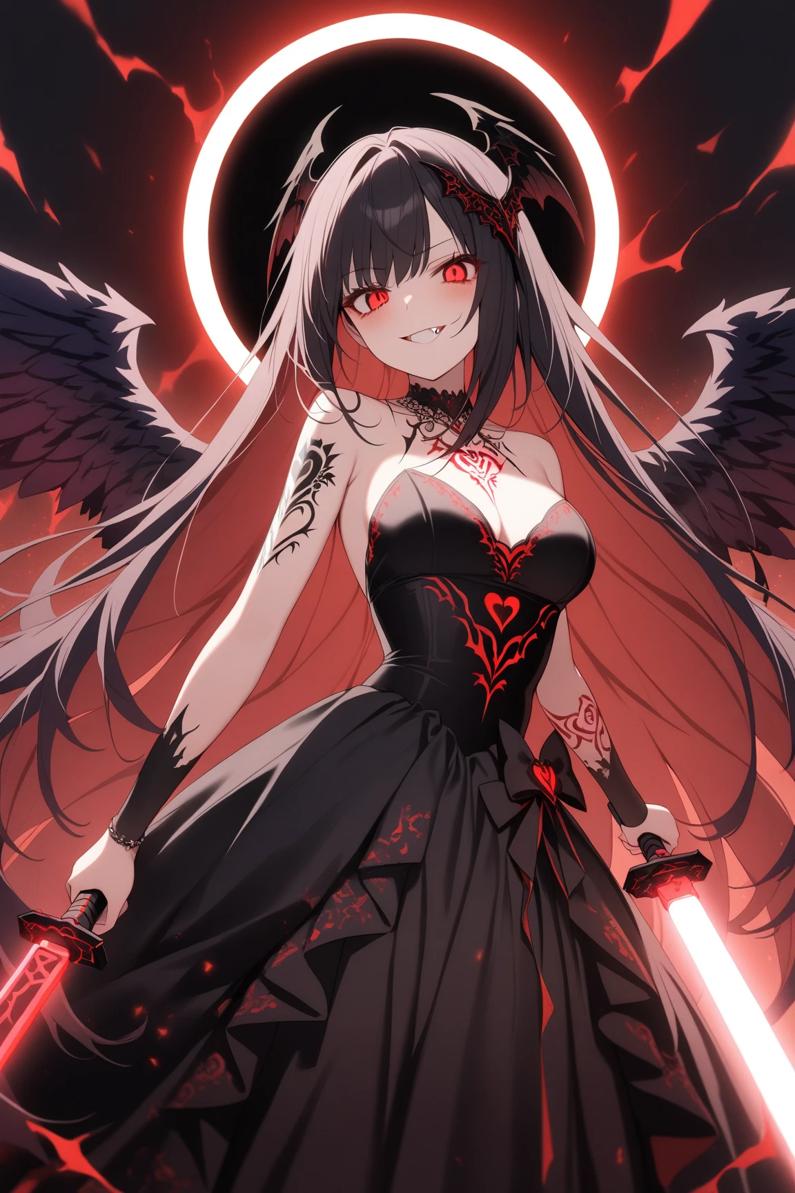 1girl,dark angel,Circle of Fallen Angels,black hair,very long hair ...