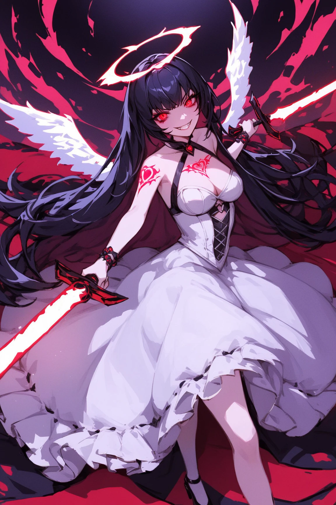 1girl,dark angel,Circle of Fallen Angels,black hair,very long hair ...