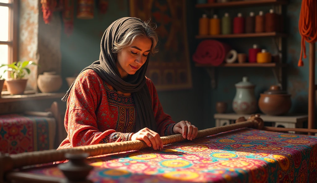 Traditional Turkish woman weaving carpets. - SeaArt AI