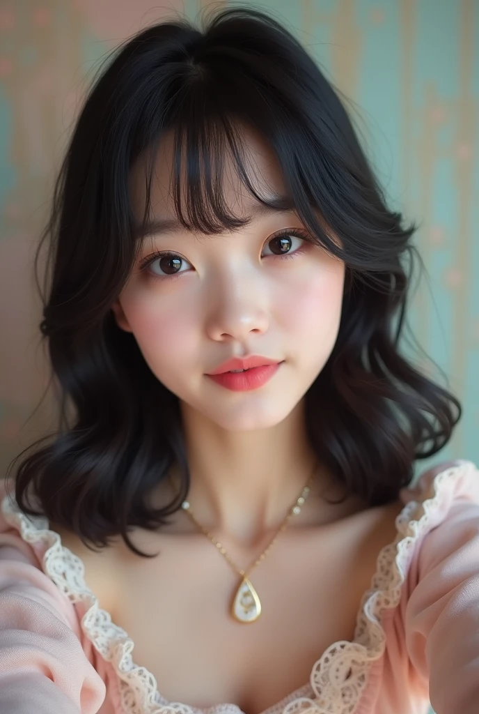 Selfie of a cutie lolita chinese girl with black hair and black eyes ...