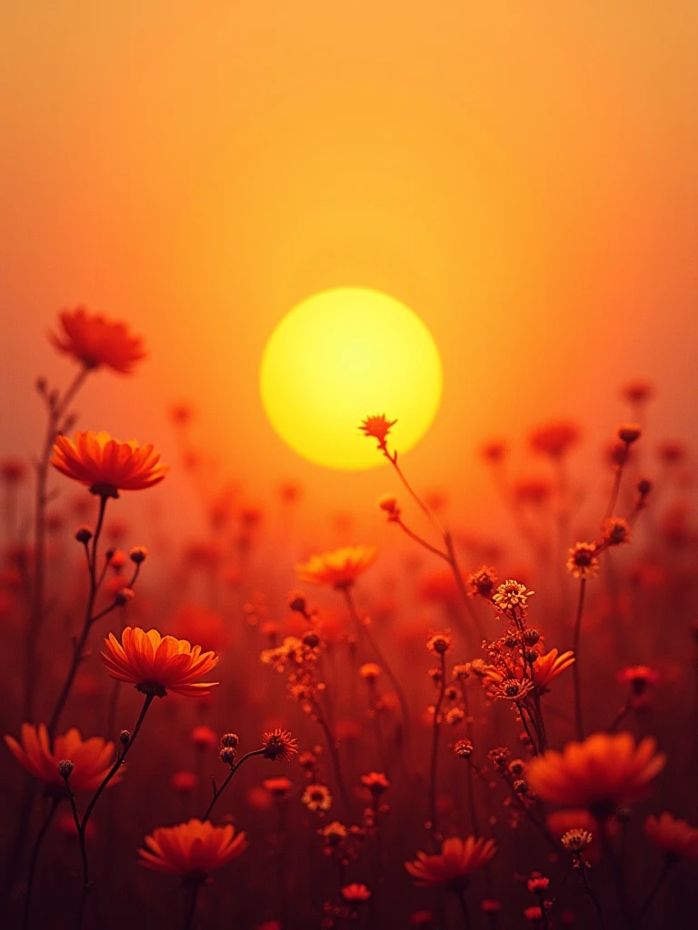Image of flowers Abstract sunset landscape in warm tones : A vibrant ...