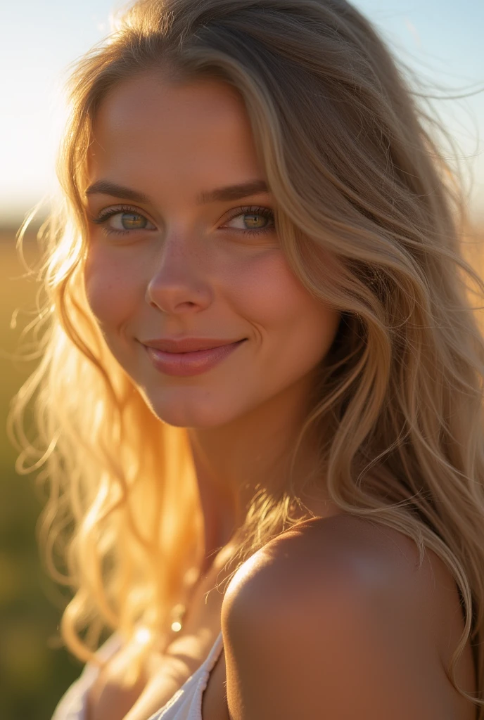 Woman portrait with smile and sunlight theme, - SeaArt AI