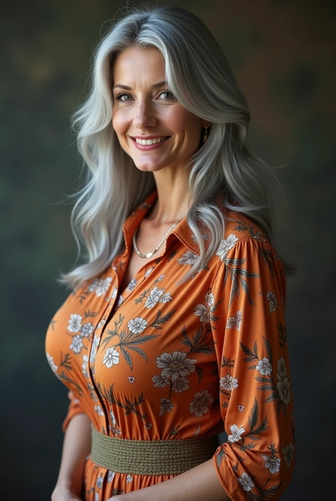 a beautiful mature woman with abnormally large and round breasts ...