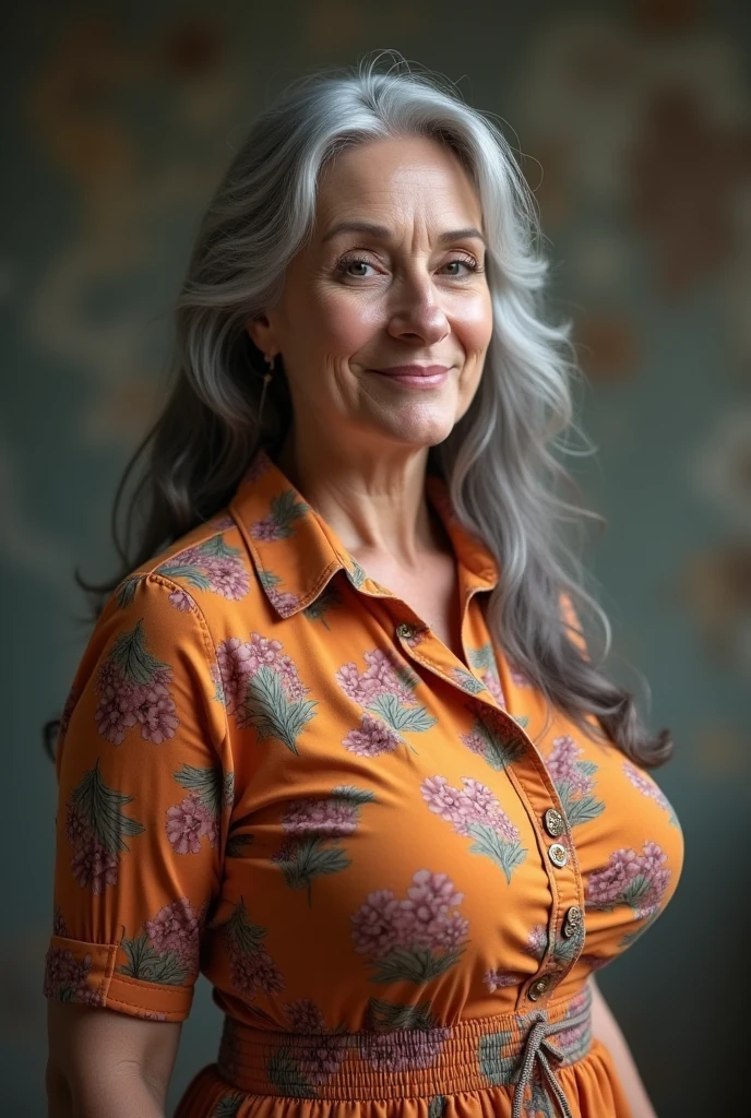 a beautiful mature woman with abnormally large and round breasts ...