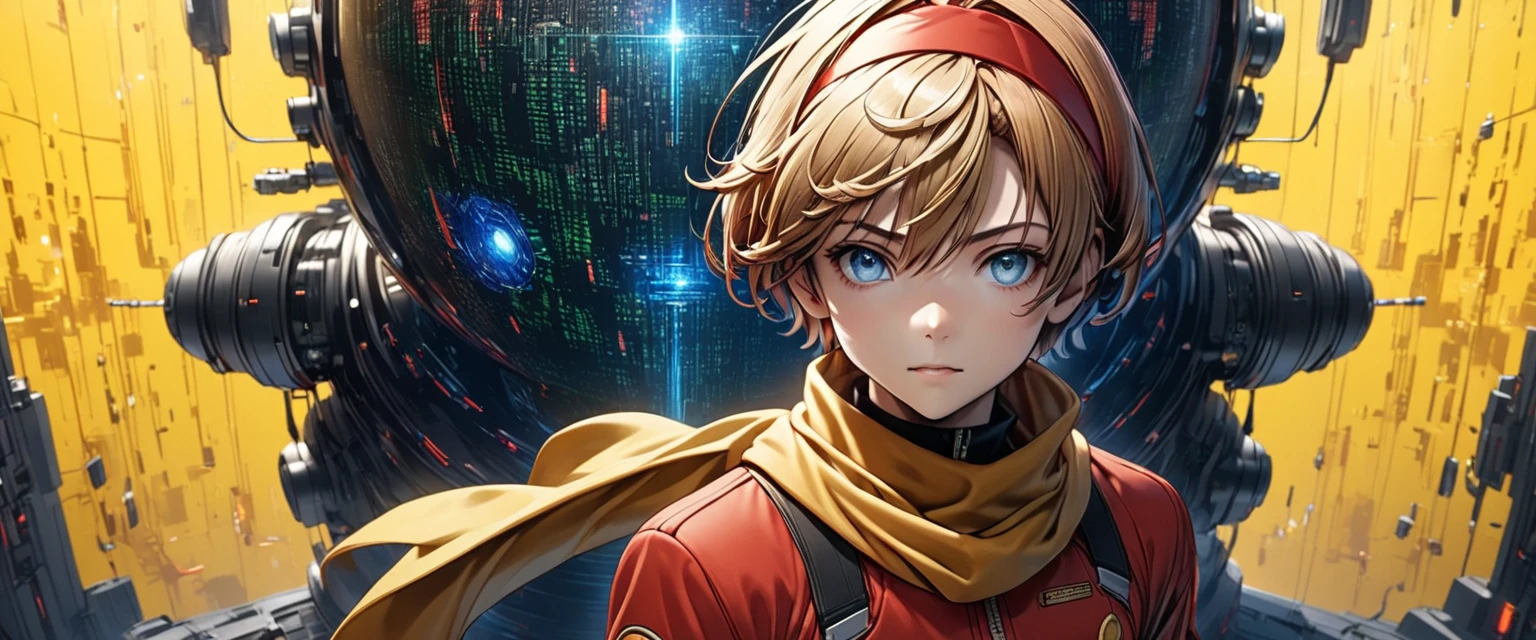 Cyborg 003"Francois " , wearing a red headband and yellow scarf in a ...