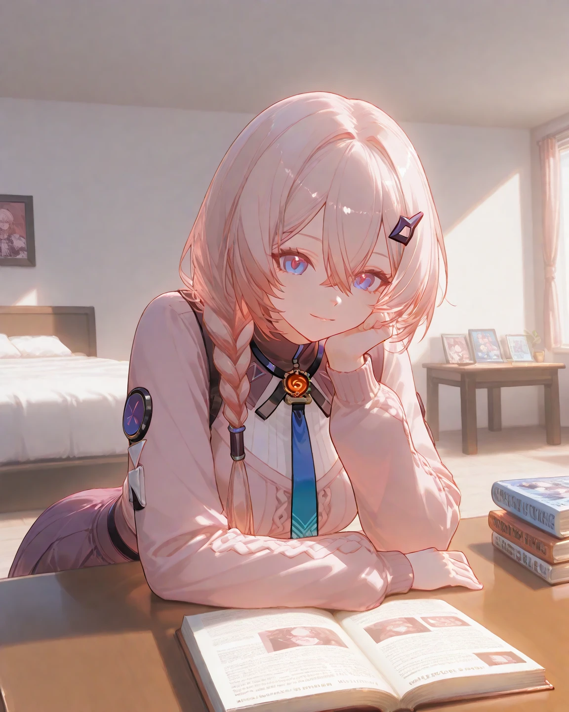 1girl,Citlali(genshinimpact),Genshinimpact,read a book,table - SeaArt AI