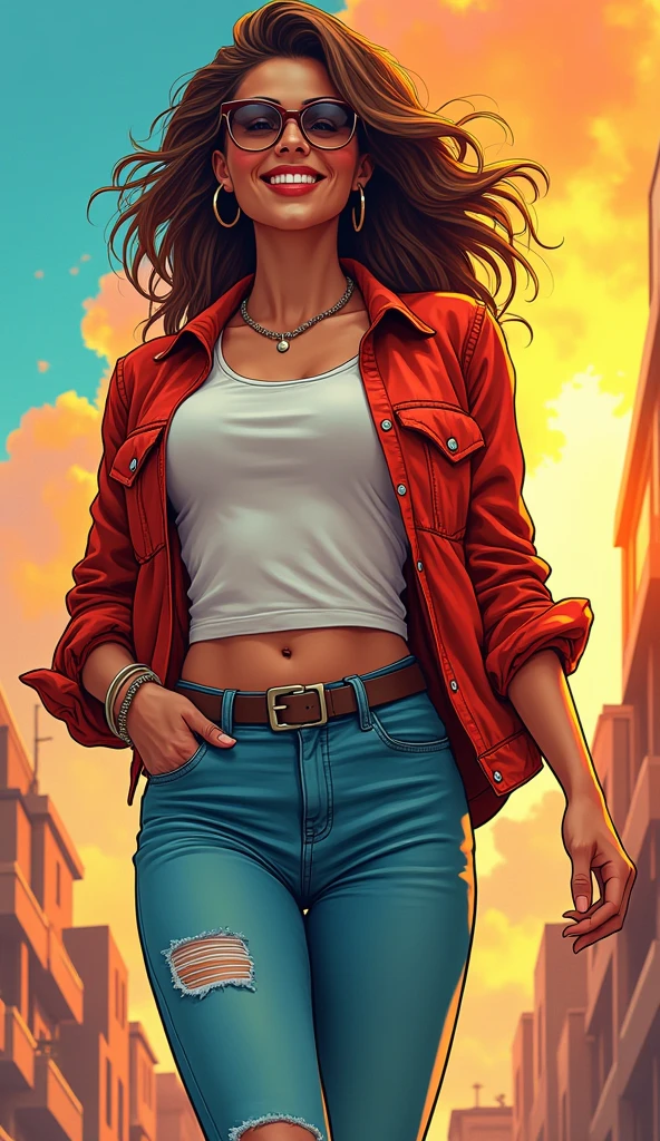 Quality 4K, image perfect, A vibrant comic-book-style image of an adult ...