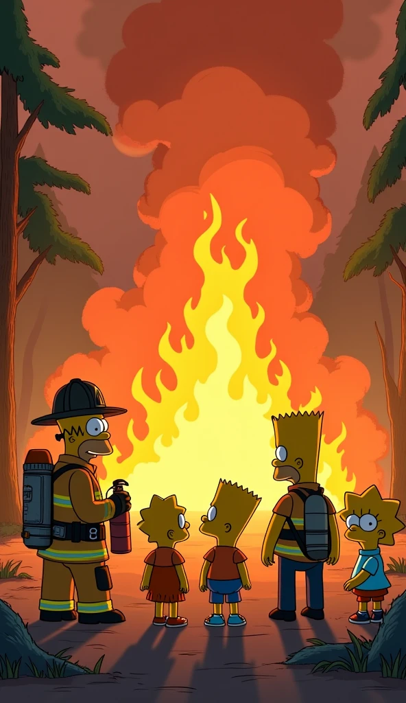 "Firefighters battling massive flames in the middle of a forest fire in ...