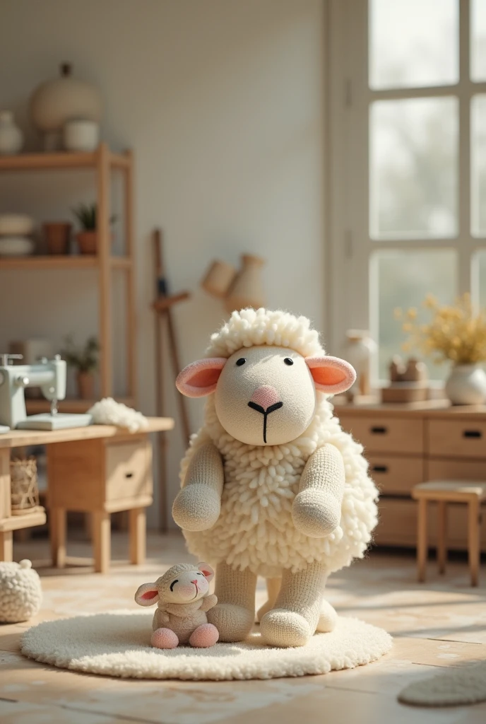 In the studio, a grandstand, neutral colors on top of the grandstand ...