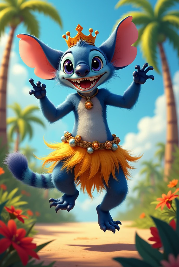 King Julian from the cartoon Madagascar mixed with Sticht - SeaArt AI