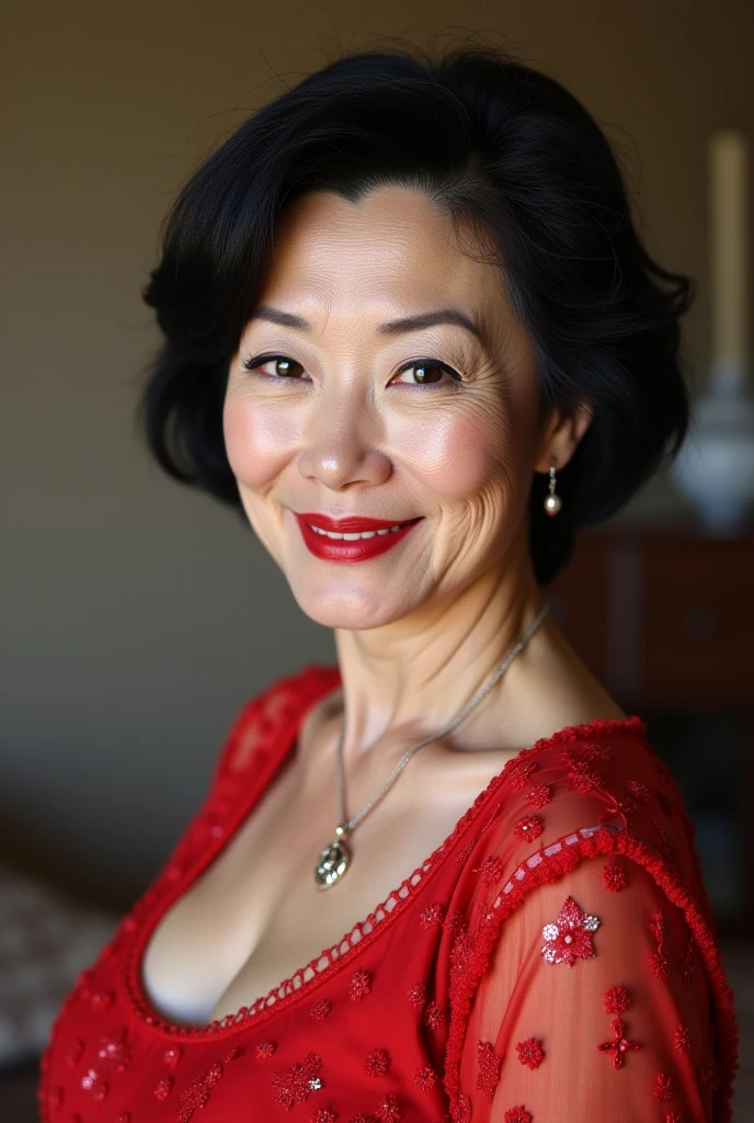 Bewitching Japanese Milf 、 with an inviting gaze、plump breasts and hips ...