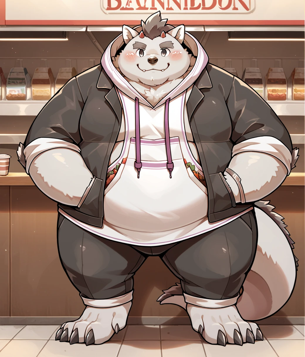 (anthro, Fat, Obese, behemoth), monster, (full body), black eyes ...