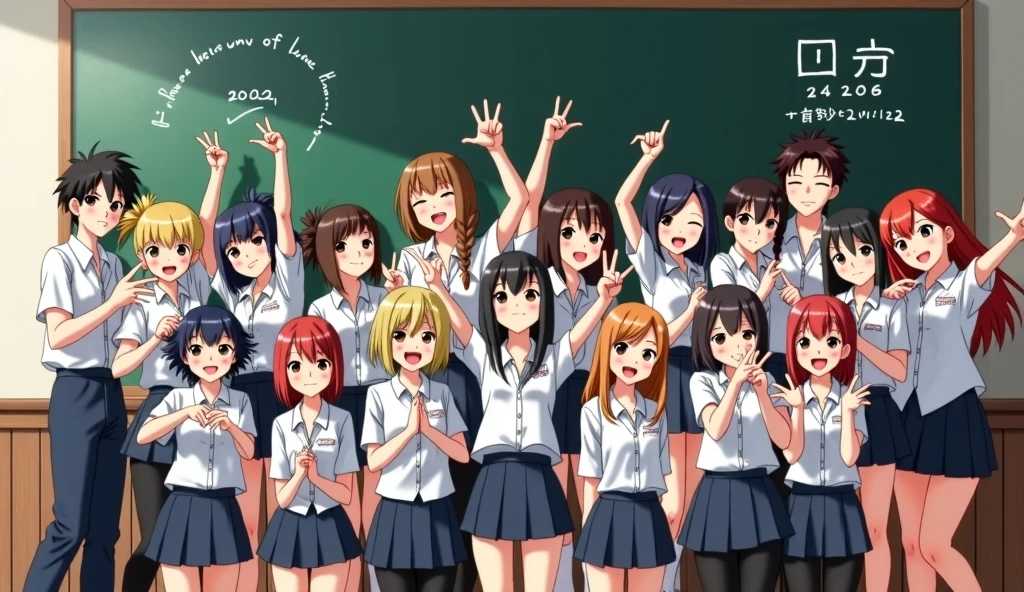 Highschool teens, fun, joy, smile, 20 students, both male and female ...