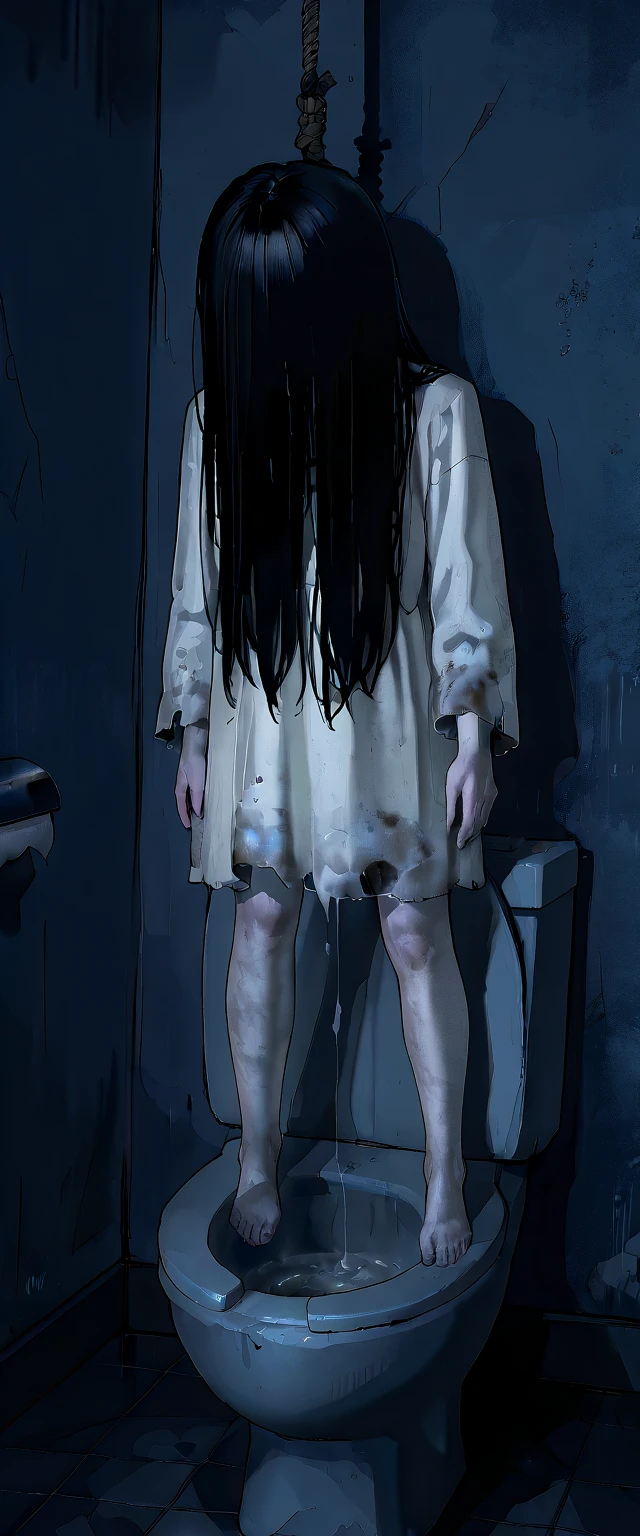 Solo,sadako yamamura\(\(the onryo\),long black hair,faceless - SeaArt AI