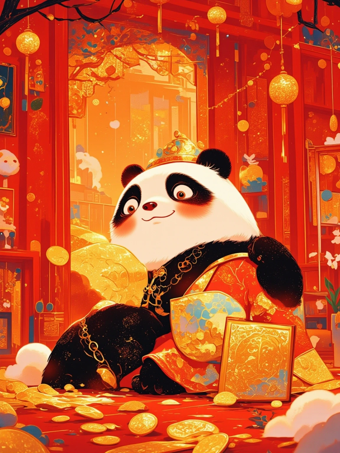 Giant Panda Fortuna ，illustration，Vector， Real giant panda face - SeaArt AI