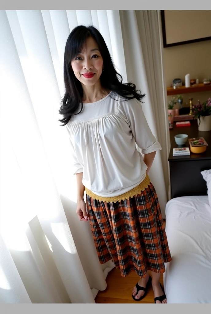 high resolution, A bewitching mother in her 70s、 with an inviting gaze ...
