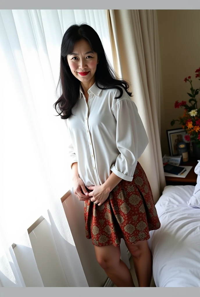 high resolution, A bewitching mother in her 70s、 with an inviting gaze ...