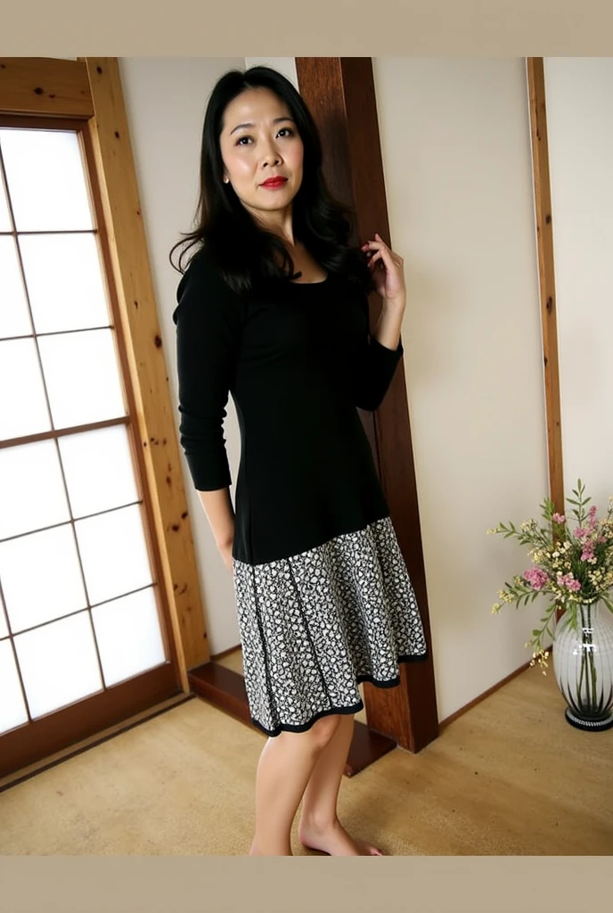 high resolution, A bewitching mother in her 70s、 with an inviting gaze ...