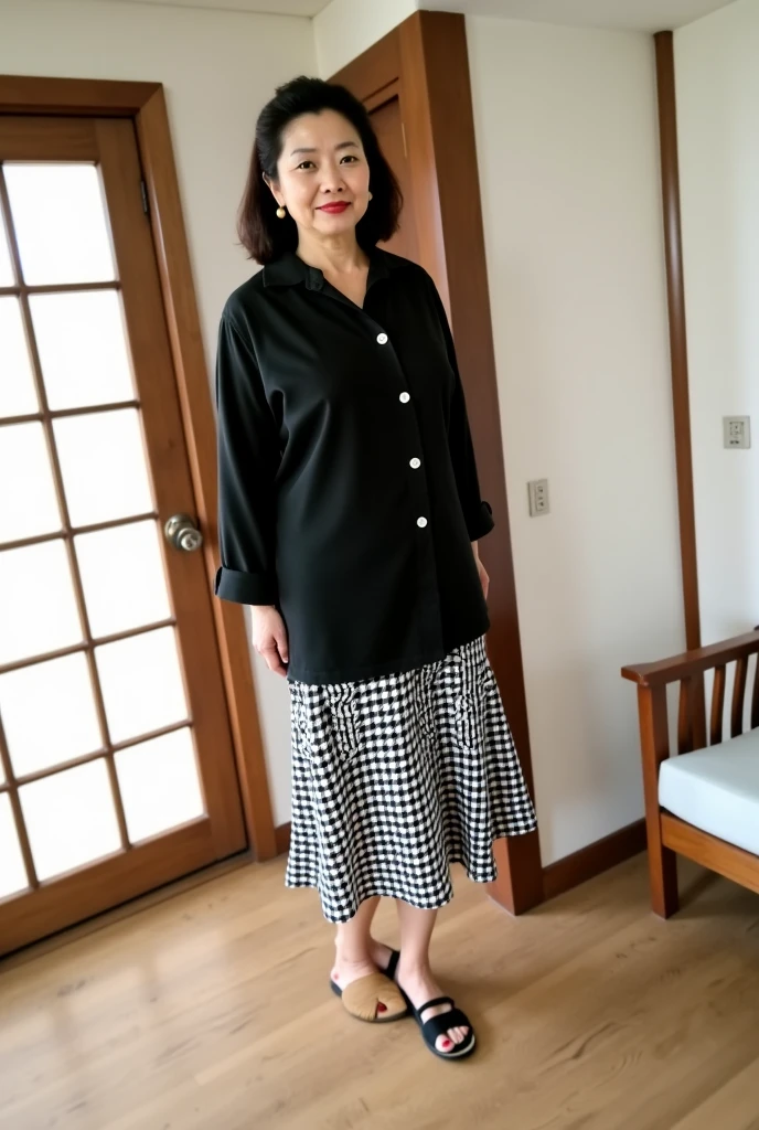 high resolution, A bewitching mother in her 70s、 with an inviting gaze ...