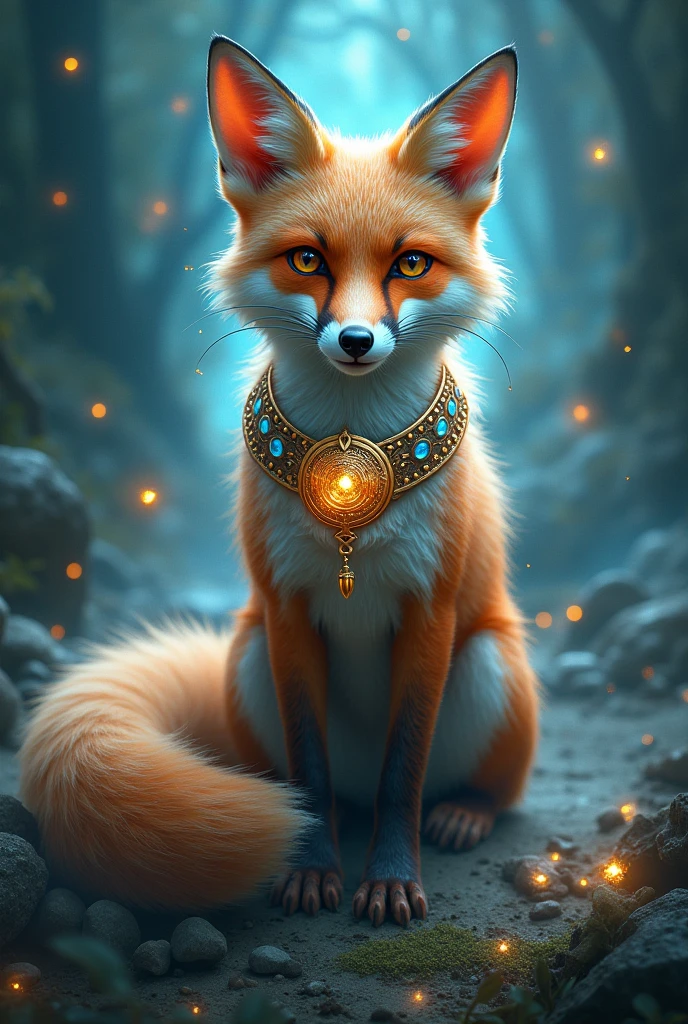 Make me a magic fox with more magic with lots of accessories - SeaArt AI