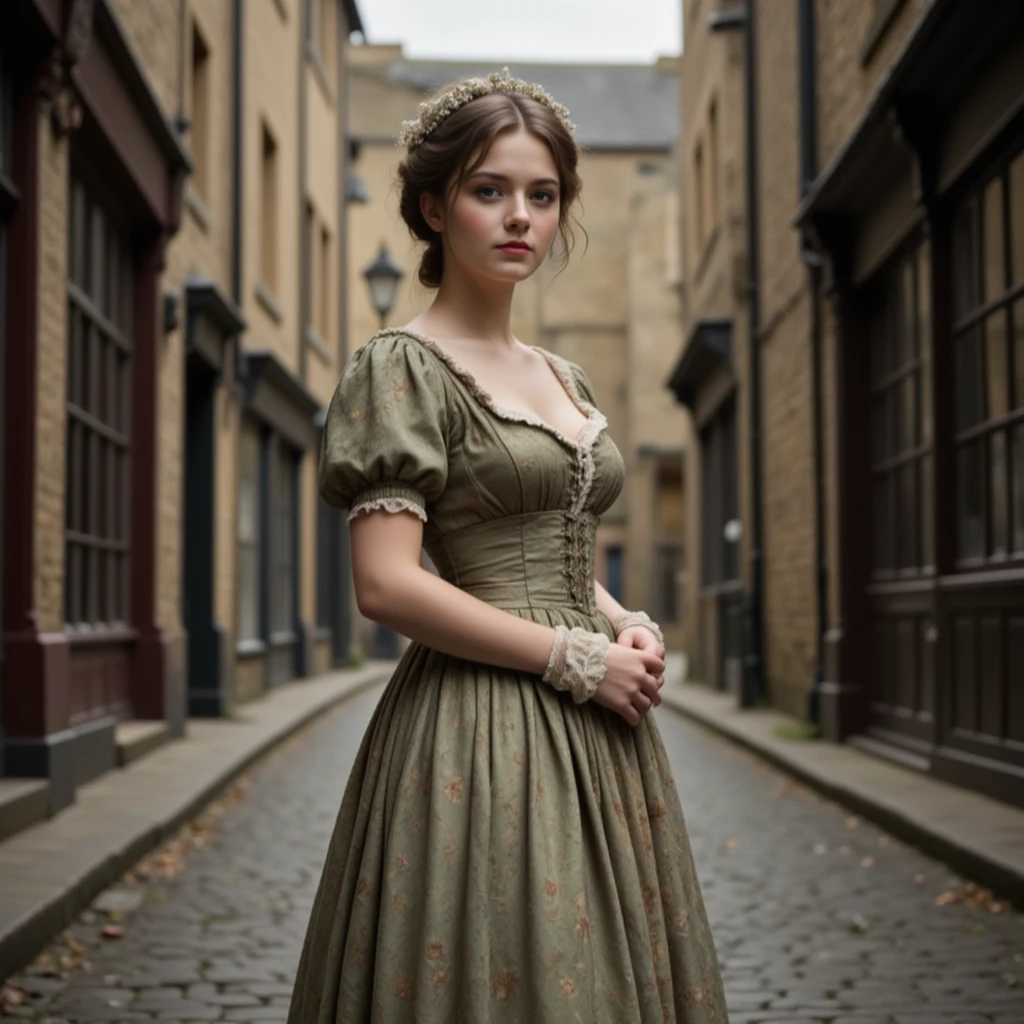 A realistic photo-style image of a British beauty in a classic ...