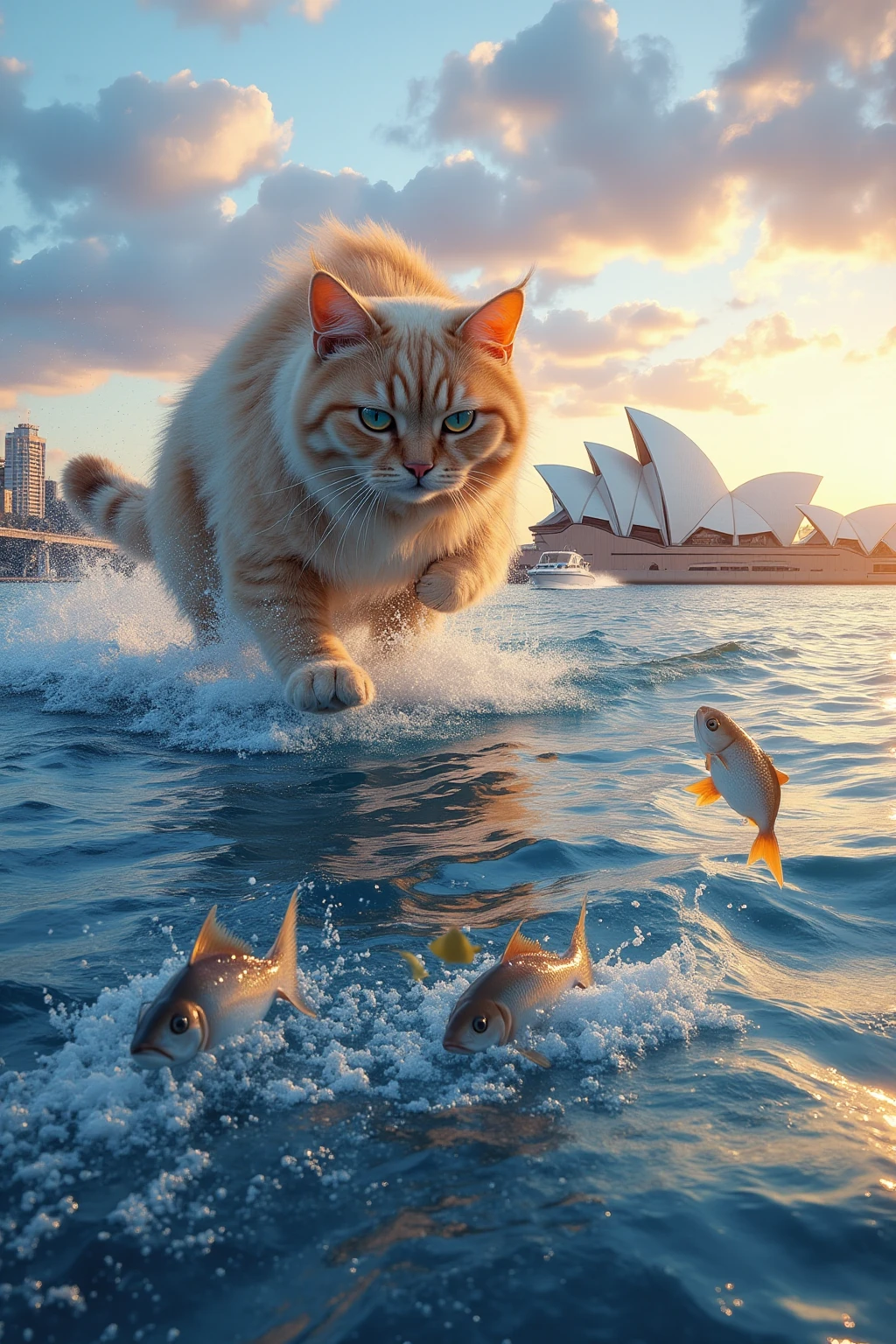 In this captivating scene, envision an adorable oversized cat with ...