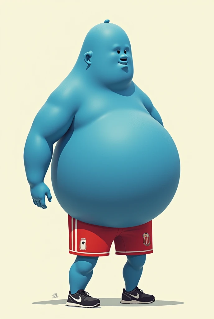 Create a soccer player with a blue ballooning body, red and white ...