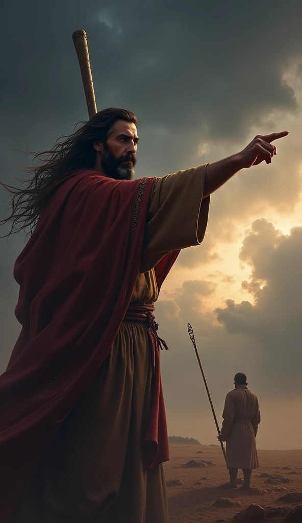 Prophet Musa stood with his staff, his face full of anger. He pointed ...
