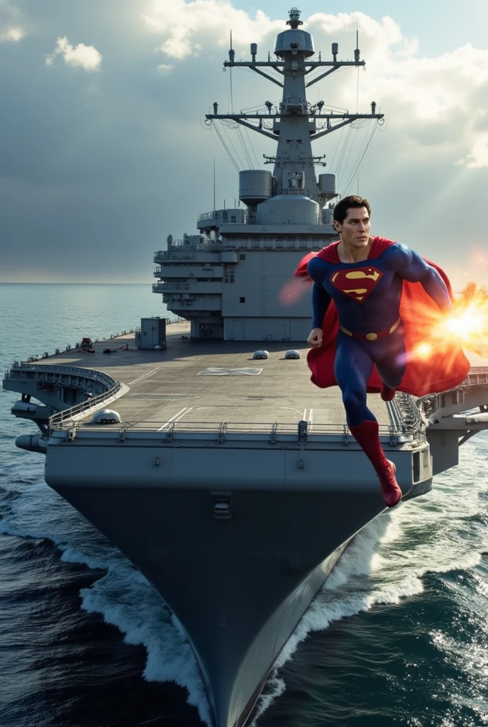 (photorealism:1.2), Superman wearing a suerman uniform flying and ...