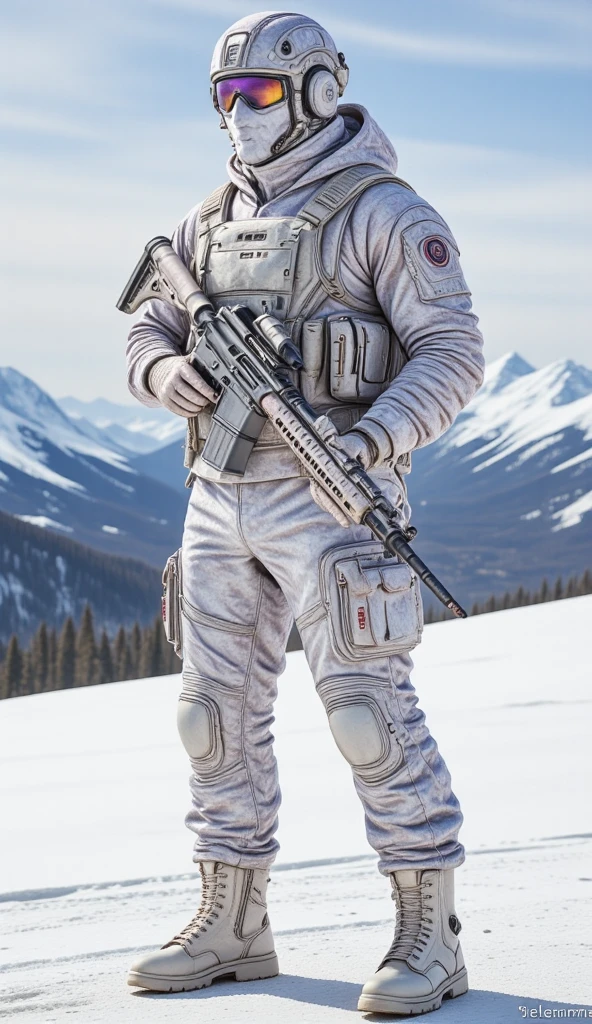 A full-body image of the Wolf Fang Special Forces Captain, a seasoned ...