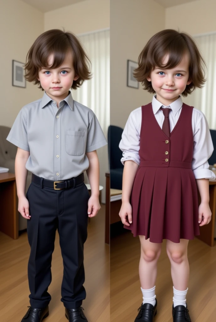 Side-by-side photos of a young russian cute femboy 18yo with short ...