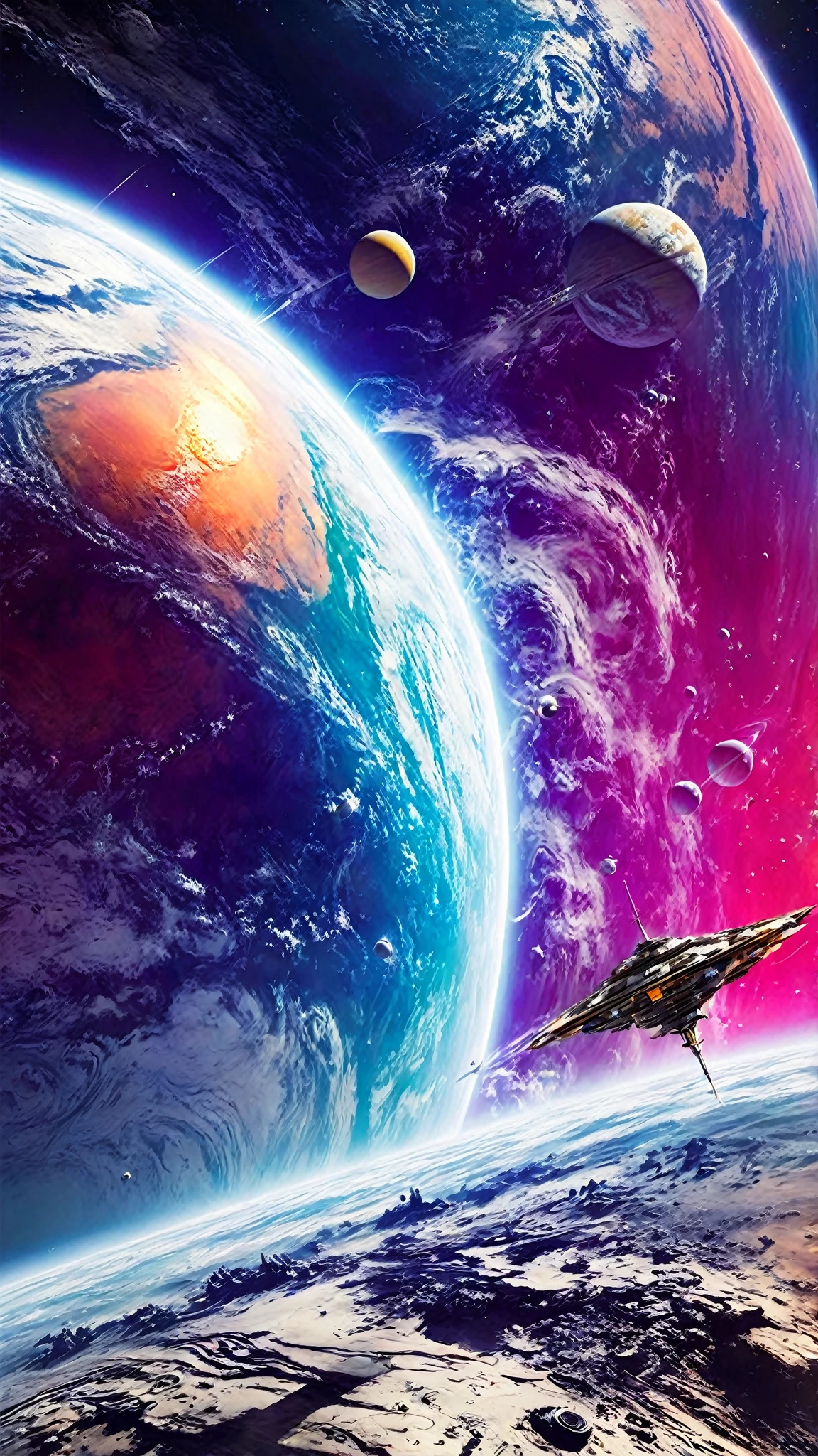 Realistic, spatial, futuristic, colorful outer space, highres - SeaArt AI