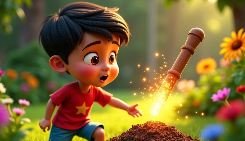 Create a vibrant Pixar-style animated scene of a young boy, Vivaan ...