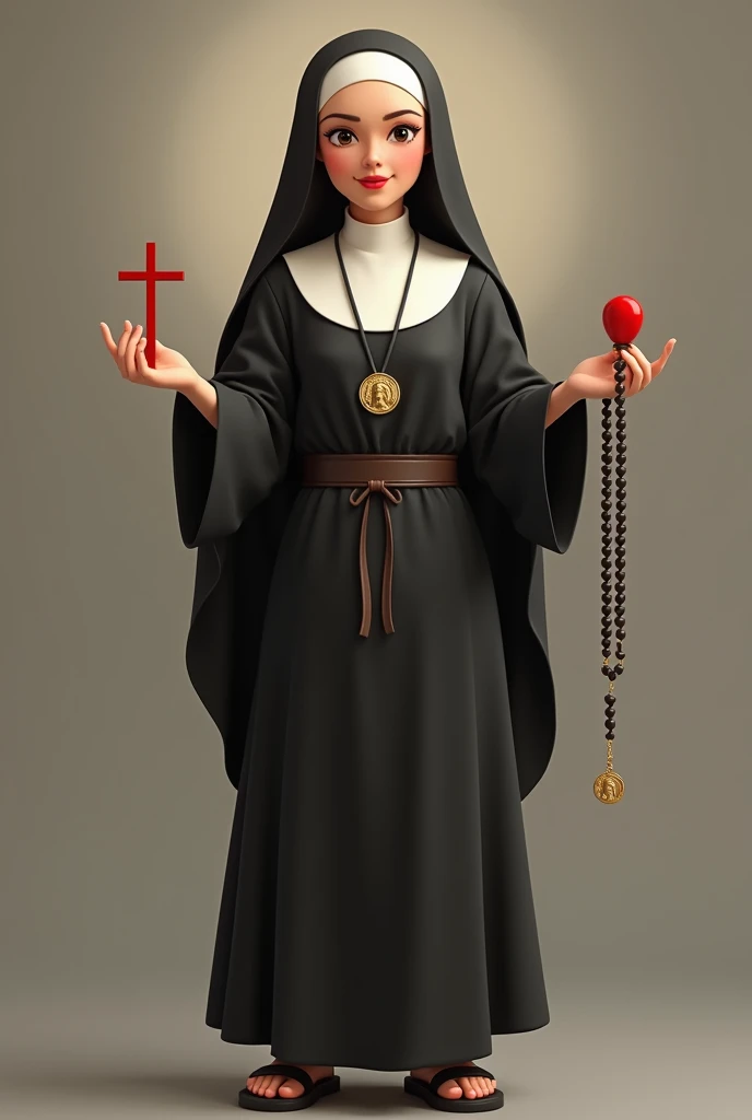 you can create an animated image , of a full-bodied religious nun with ...