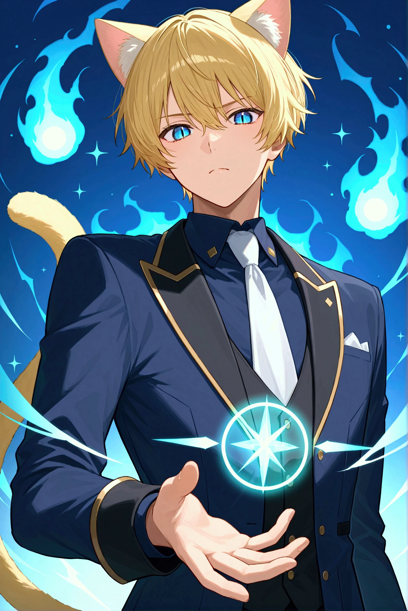 Masterpiece ,best quality ,safe, 1boy handsome men , cat tail - SeaArt AI