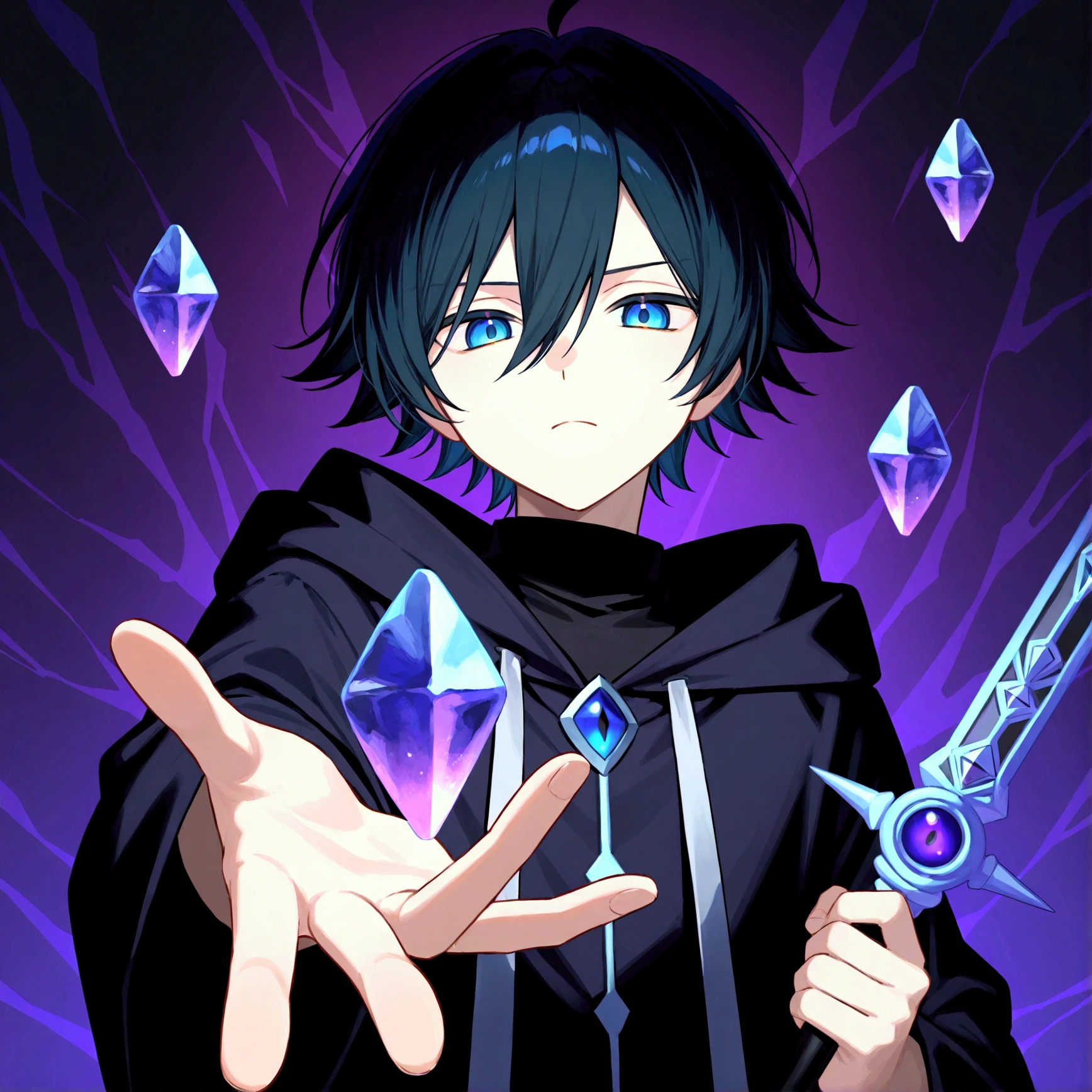 1boy,corrupted magician((cute lopsided light frown)),background ...