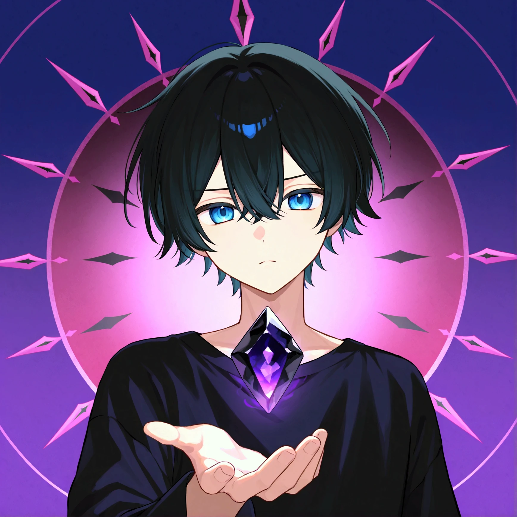 1boy,corrupted magician((cute lopsided light frown)),background ...