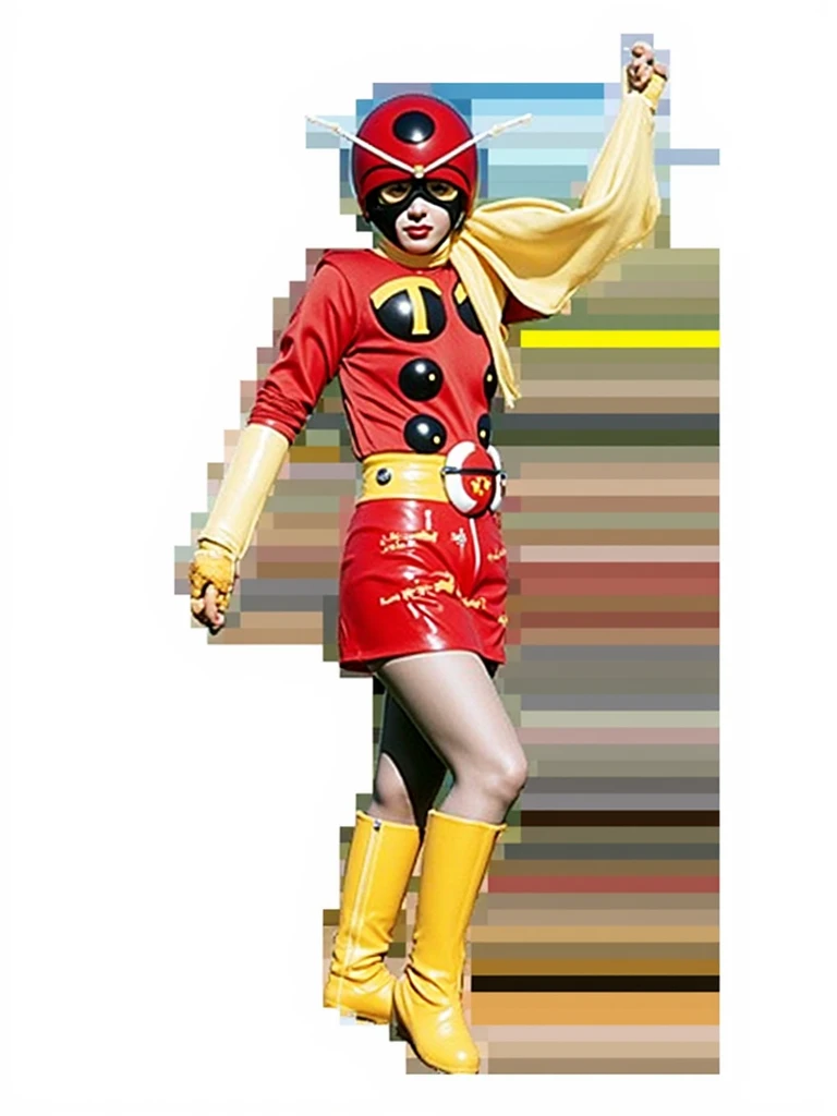 A girl in a cosplay alone is on the riverbank 、 The girl wears a red ...