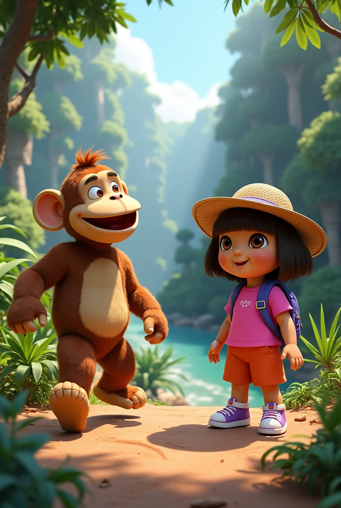 Robert downey junior as dora the explora WIth Dwayne the rock johnson ...