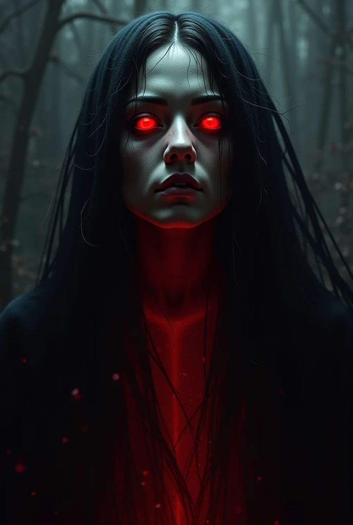Ghost woman face dark and Red all around - SeaArt AI