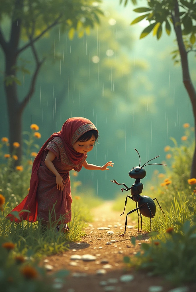 ant and tadpole There was an ant. She was going somewhere. On the way ...