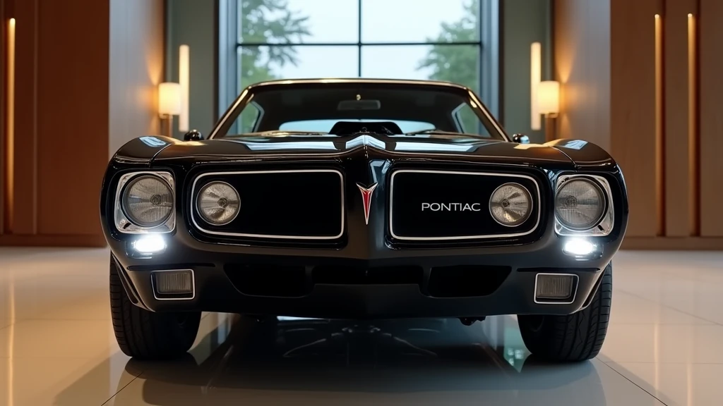 A close-up rear view of a sleek, modern black Pontiac Trans Am with ...