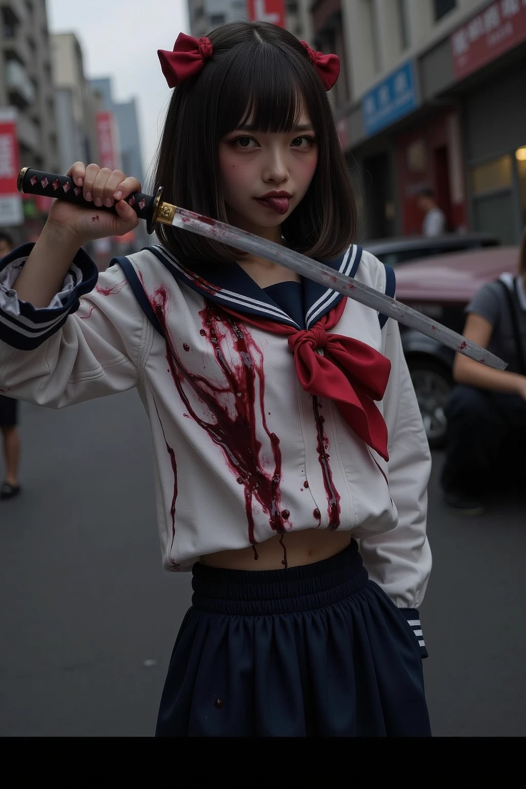 anatomically accurate hand , A normal sized red ribbon is attached to the c - SeaArt AI